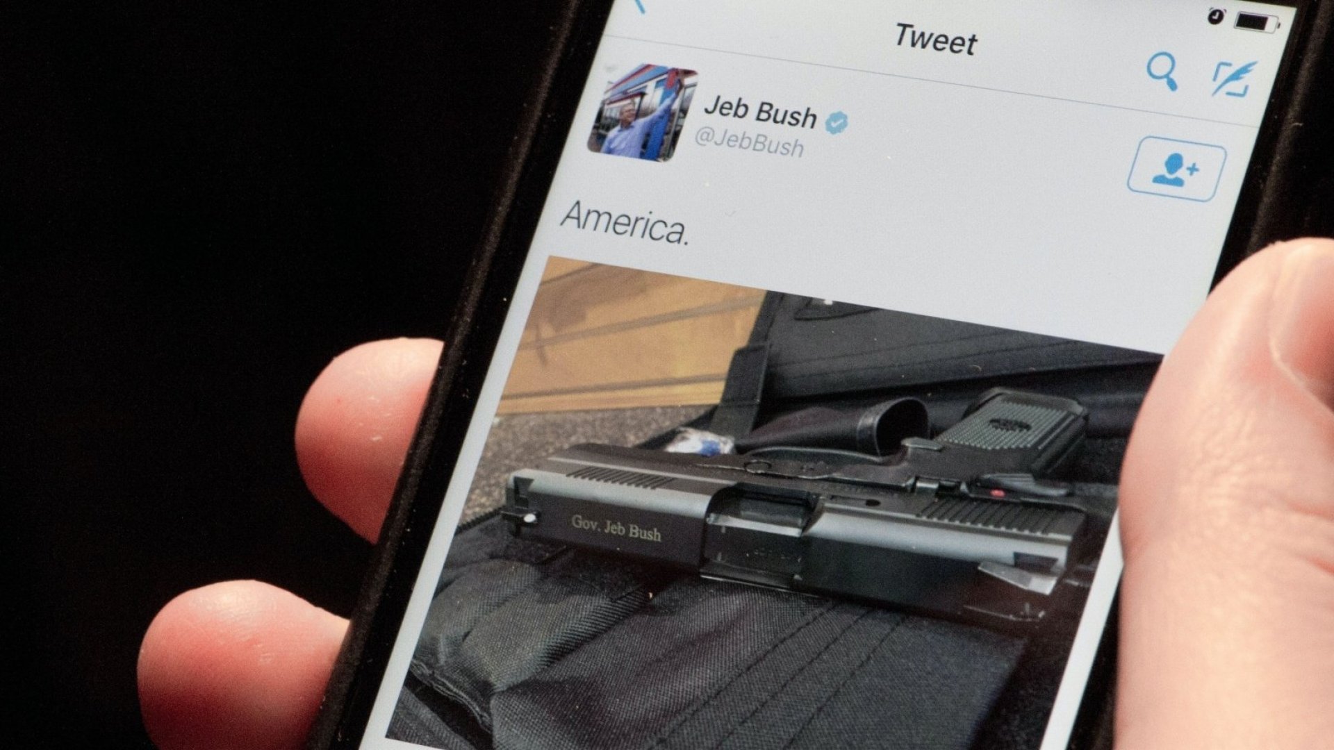 Jeb Bush Posts a Picture of a Handgun, Sets Off a Twitter Storm | Inc.com